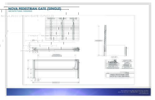 NOVA Pedestrian Gate (Single) Architectural Drawing | Nova Technology ...