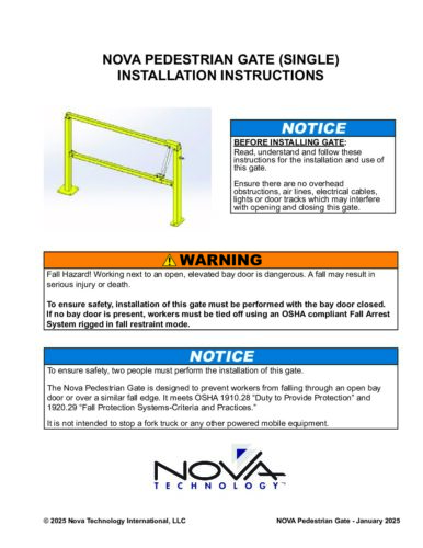 NOVA Pedestrian Gate Single Installation Instructions | Nova Technology Loading Dock Equipment